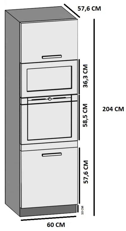 kuchyně BELINI - skříňka vysoká na troubu a mikrovlnku - SSp/60 - matné dvířka