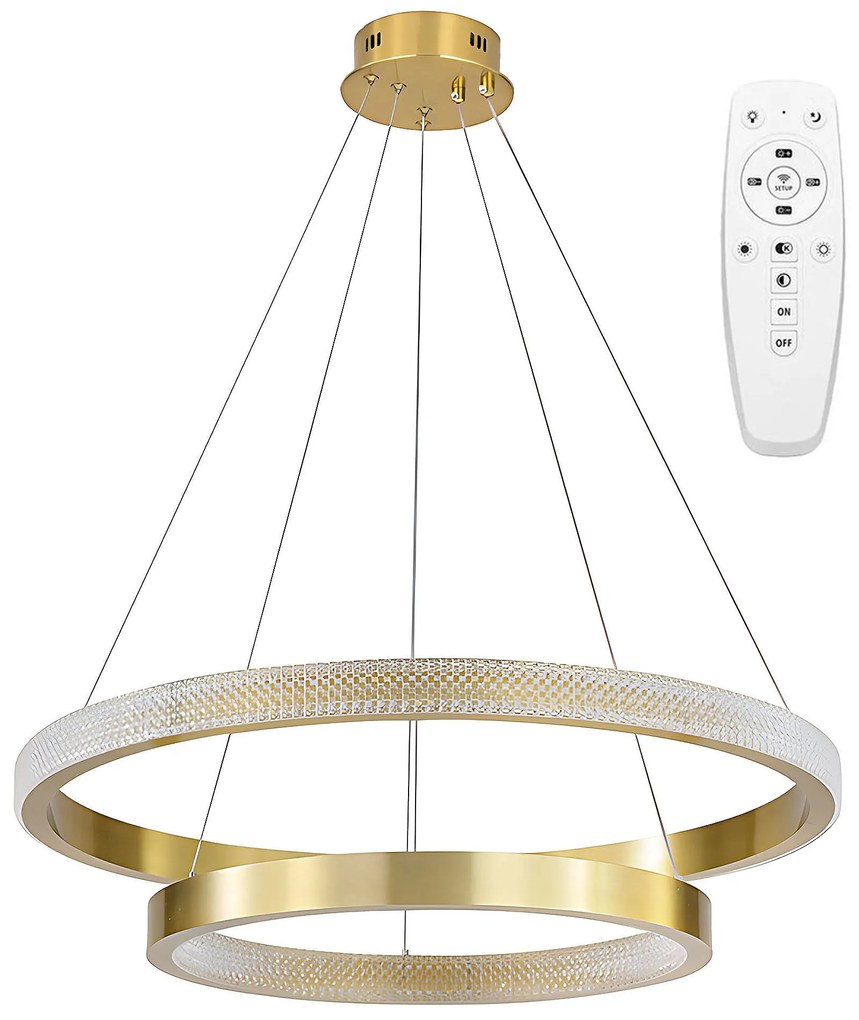 Toolight Toolight, LED stropní svítidlo 60cm, 55W, 3500lm + dálkové ovládání, APP1772-CP, zlatá matná, OSW-06351