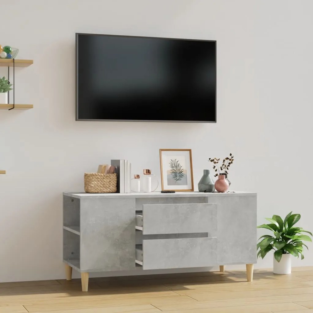 TV skříňka betonově šedá 102x44,5x50 cm kompozitní dřevo