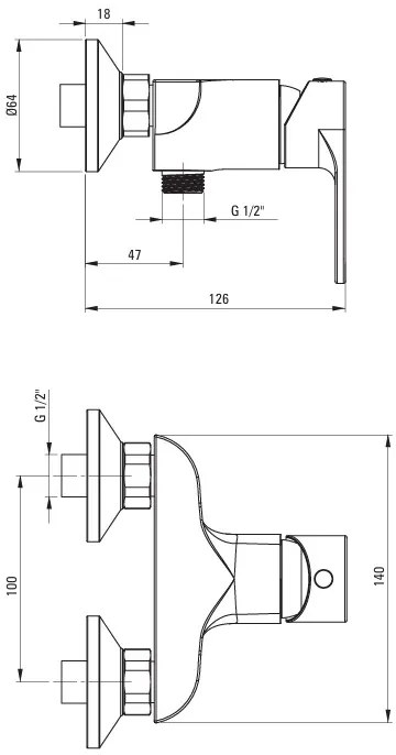 Deante Shower mixer, wall-mounted - 10 cm mounting