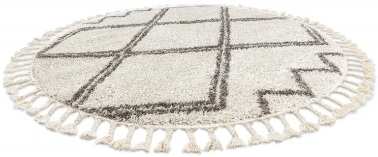 Dywany Łuszczów, Kusový koberec Berber Asila cream and brown kruh, 160x160 (průměr) kruh, hnědá, ložnice
