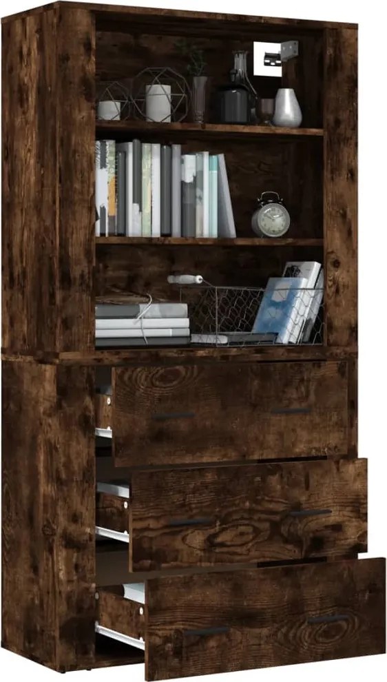 Skříň highboard kouřový dub kompozitní dřevo 3185396