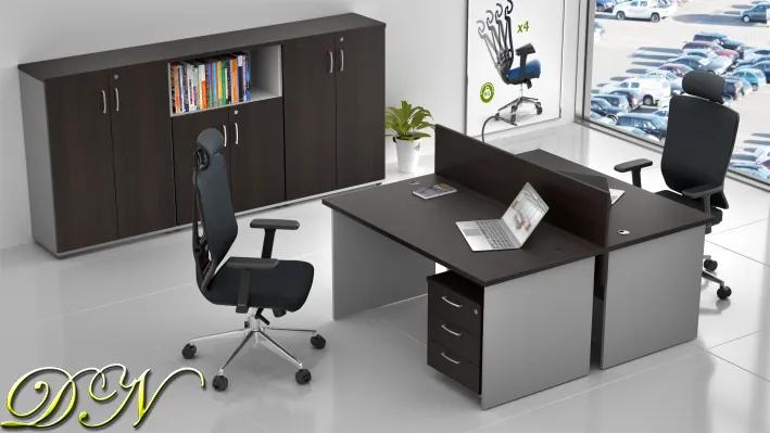 Sestava kancelářského nábytku Komfort 2.6, kaštan/šedá ZE 2.6 07