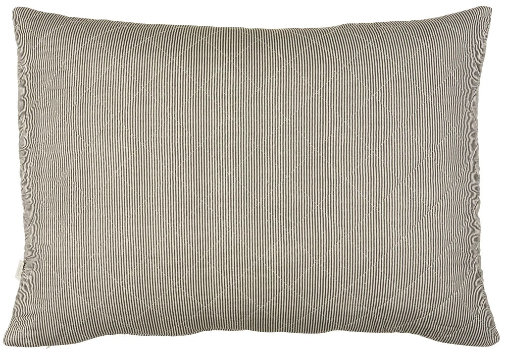 IB LAURSEN Prošívaný povlak na polštář White/Dark Grey Stripes 50 x 70 cm, černá barva, bílá barva, textil