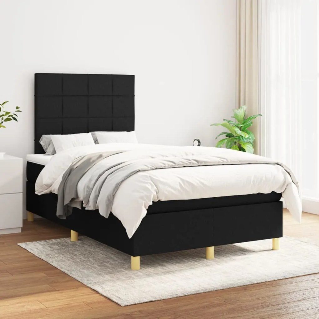 vidaXL Box spring postel s matrací 120x200 cm textil [3142321] Barva: tmavě hnědá