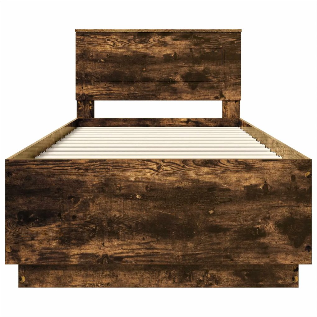 Rám postele s čelo Kouřový dub 100 x 200 cm Kompozitní dřevo 3408198