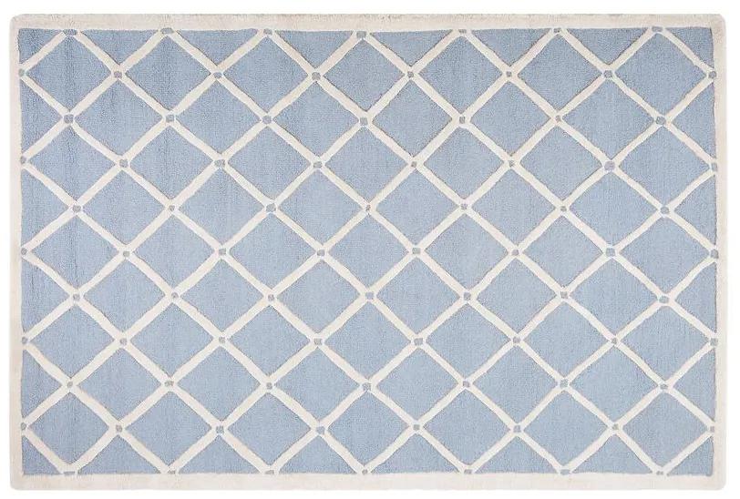 Ručně vyrobený světle modrý vlněný koberec 160x230 cm - DALI