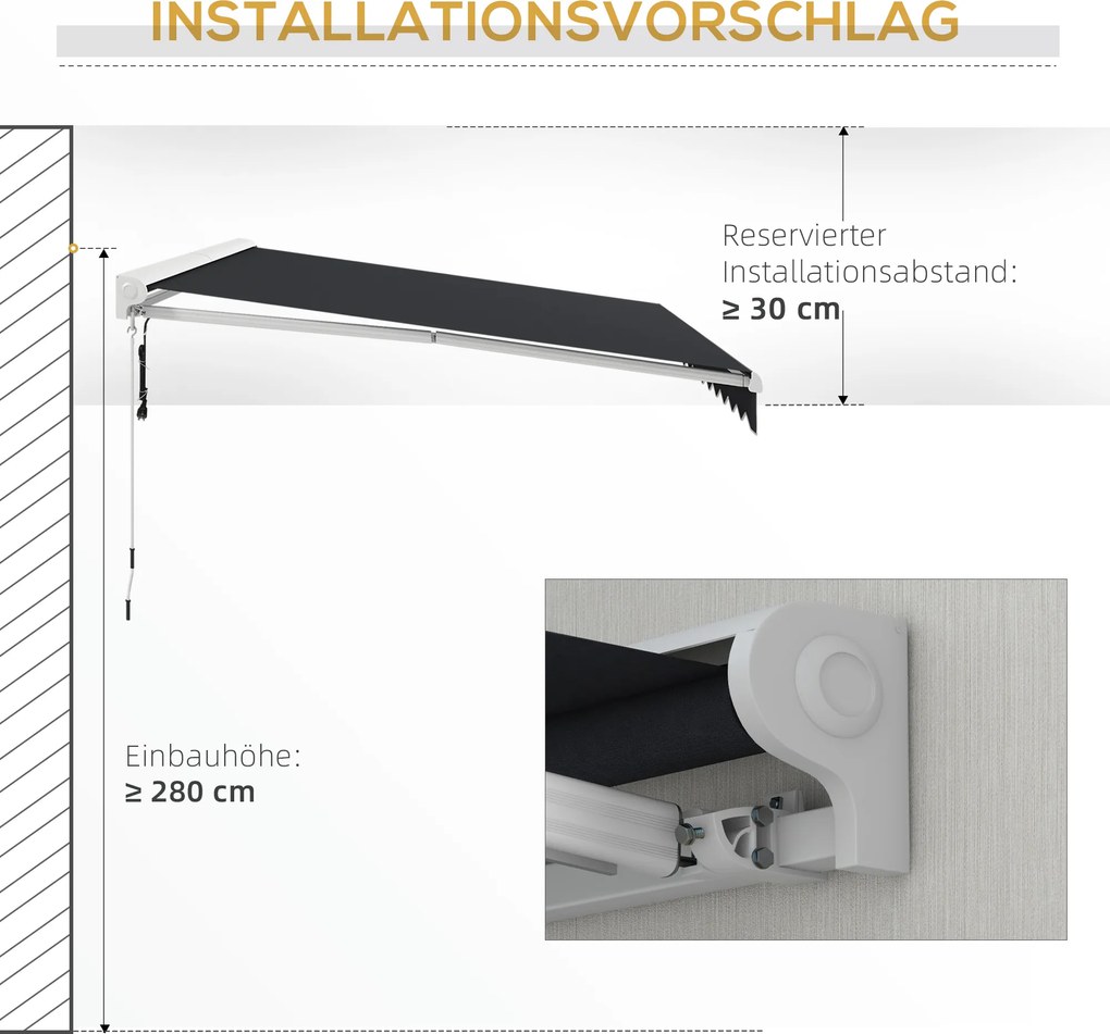 Markýza, elektricky/manuálně výsuvná, poloviční kazeta, dálkové ovládání, hliníkový rám, 4 x 3 m, šedá barva