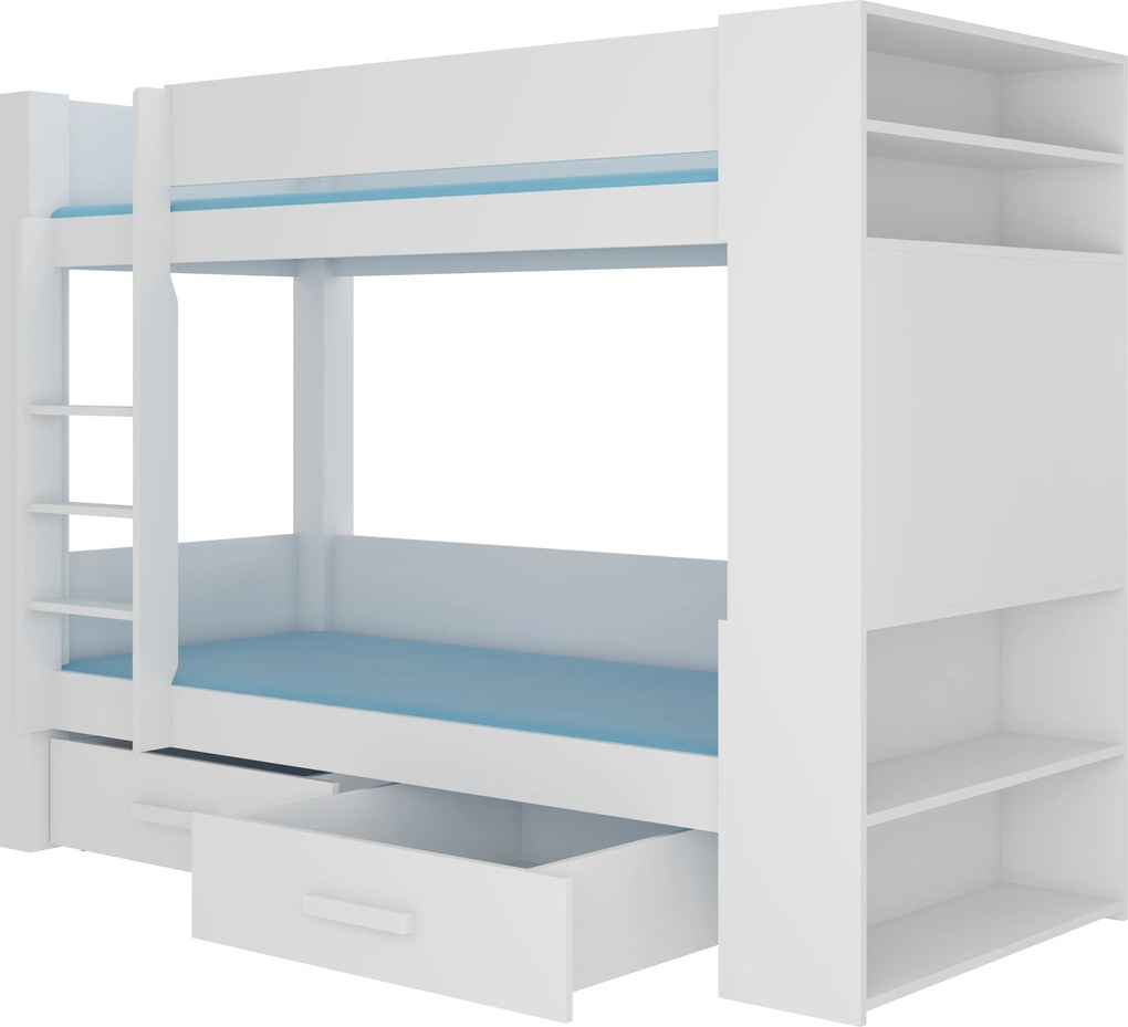ADRK Furniture Dvoupodlažní postel pro dvě osoby s matracemi GARET 200x90 CH-Gar-W-230+M-E199