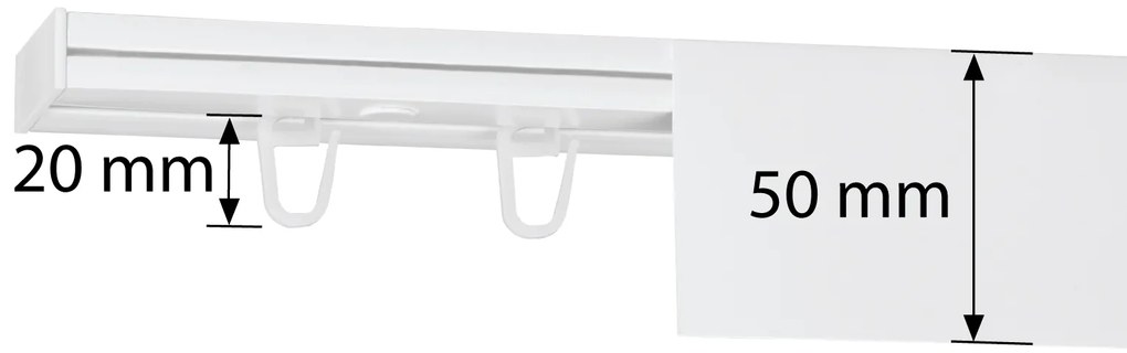 Dekodum Stropní kolejnice z PVC jednořadá bílá s krytem Délka: 280 cm, Typ přichycení: háčky