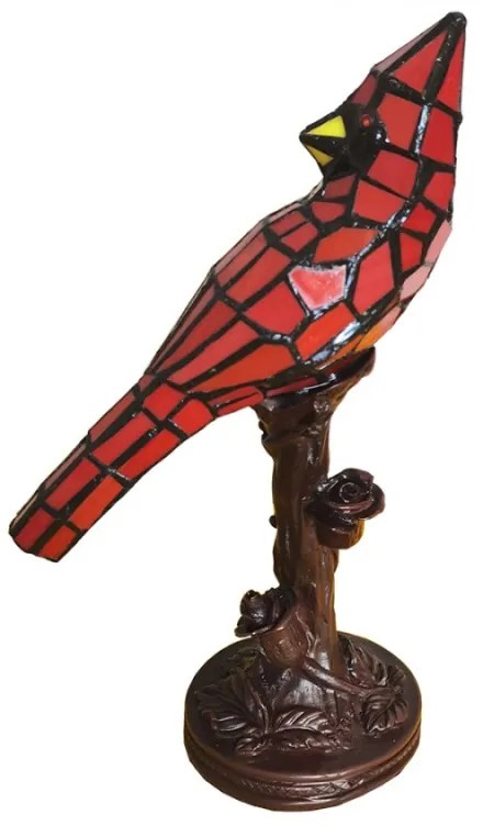 Stolní lampa Tiffany Red Parrot – 15x12x33 cm