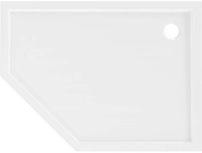 Mexen Flow Slim, pravostranná pětiúhelníková sprchová vanička 100 x 80 cm, bílá lesklá, 46P108010R