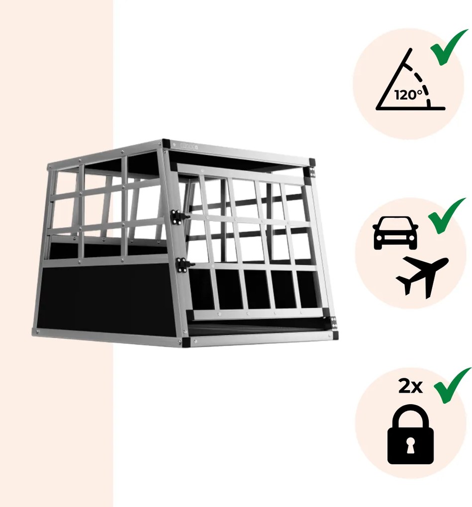 Přepravka pro psa BRUNO, 70x54x51cm, stříbrná/černá Cadoca