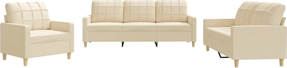 3dílná sedací souprava s poduškami krémová textil 3201244