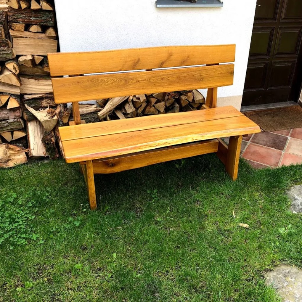 KULHÁNEK Zahradní lavice s opěradlem - rustikální Délka: 160 cm, Odstín nátěru: lazura - teak