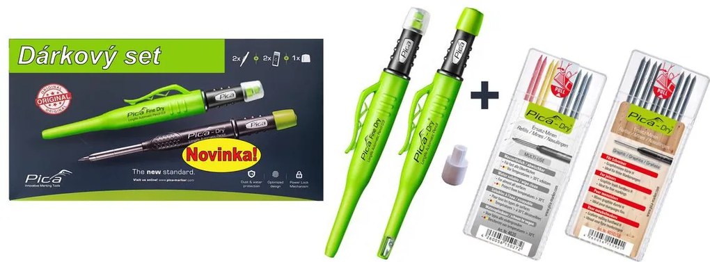 Pica Marker Pica Master Set – sada automatické tužky Fine Dry 0,9 mm a truhlářské tužky Dry