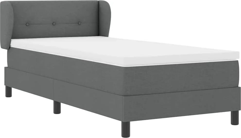 Postel s boxspringem s čelo Tmavě šedá 100 x 200 cm textil 3340011