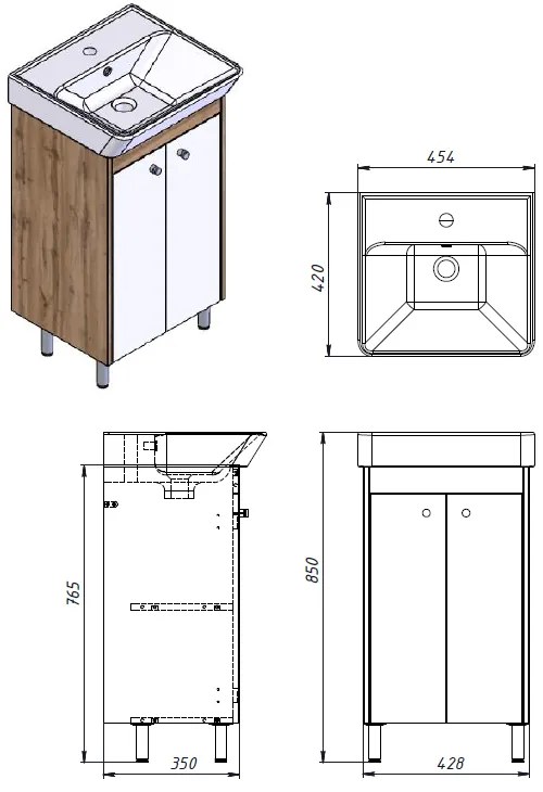 Lavedo Trinity White 45 koupelnová skříňka s umyvadlem