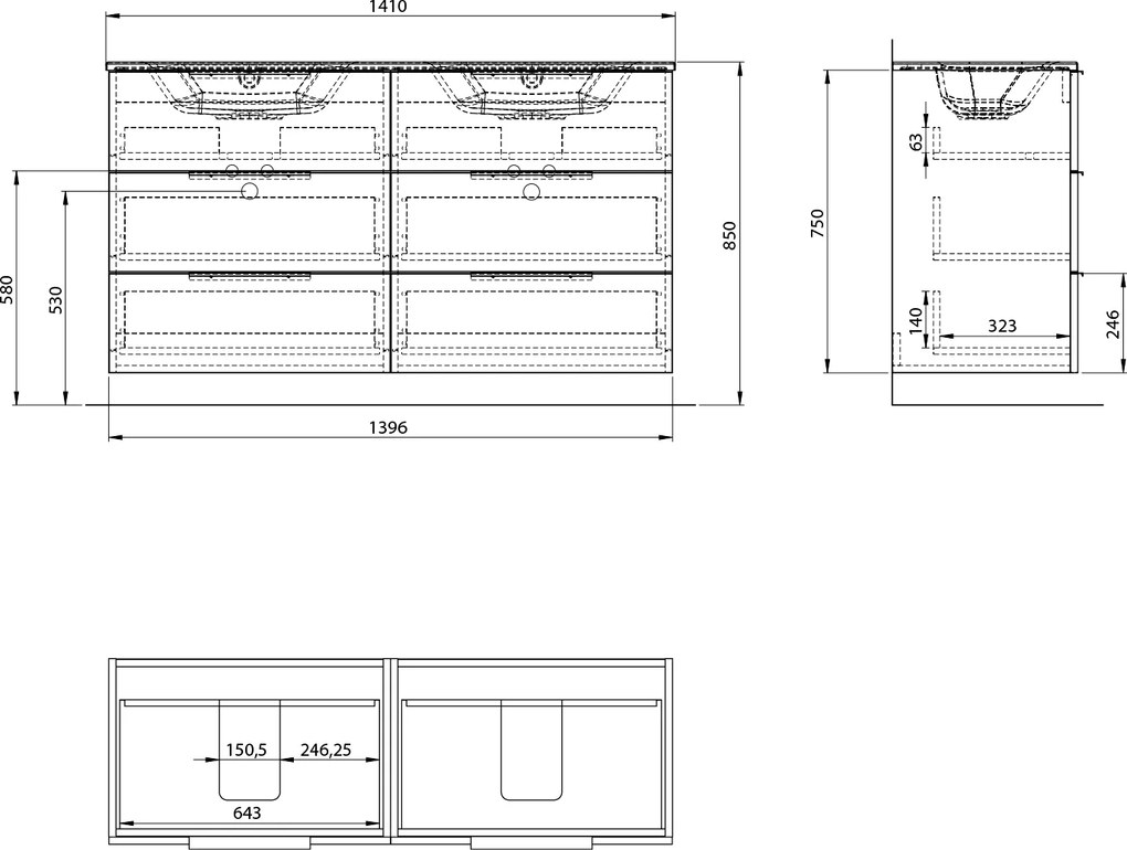 Sapho Cirasa koupelnová skříňka 141 x 77 x 46 cm dub alabama hnědá CR141-2222-31