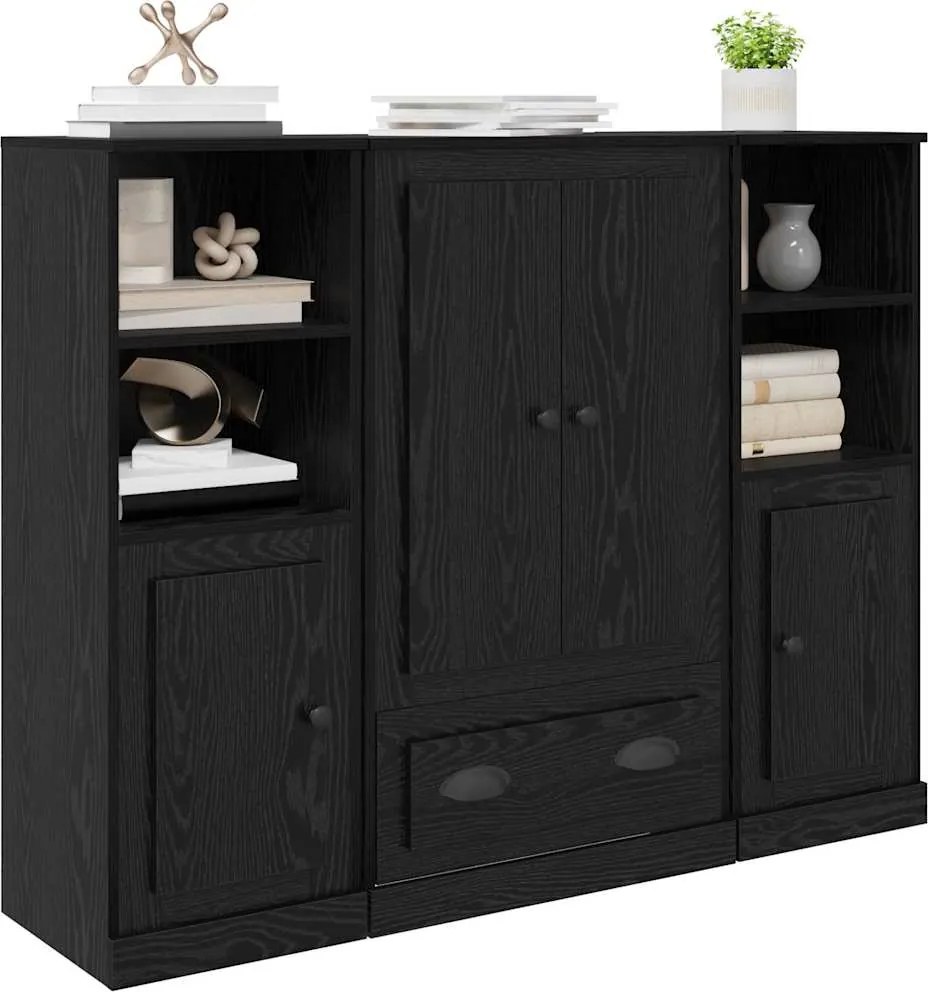Vysoký bufet 3 ks Černý dub 132 x 35,5 x 103,5 cm 3402676