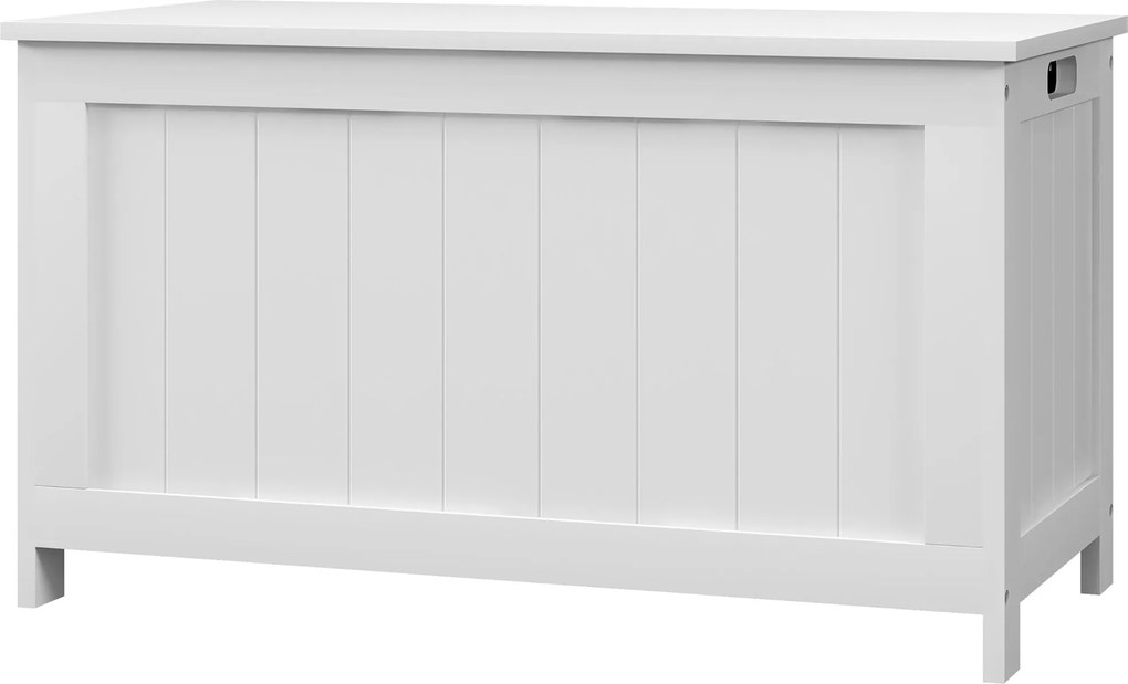HOMCOM Box na hračky s víkem, úložný kufr, truhla na hračky, úložná krabice, lavička do chodby, ložnice, obývacího pokoje, 81 x 40 x 46 cm, Bílá | Aos