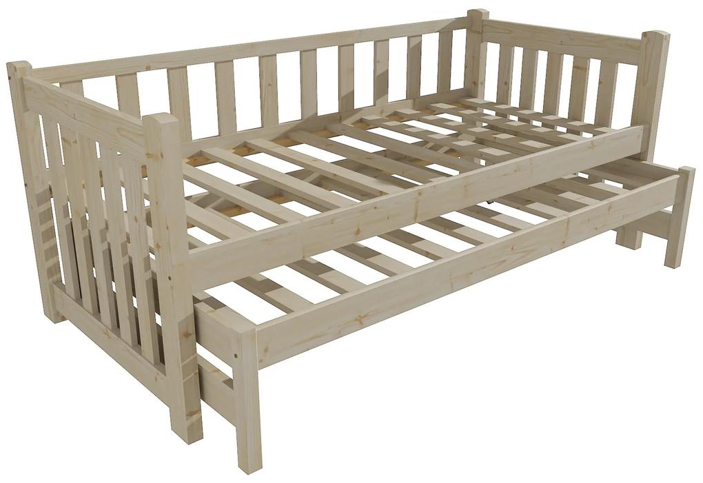 Vomaks Dětská postel s výsuvnou přistýlkou DPV 002 Rozměr: 90 x 180 cm, Barva: bezbarvý lak