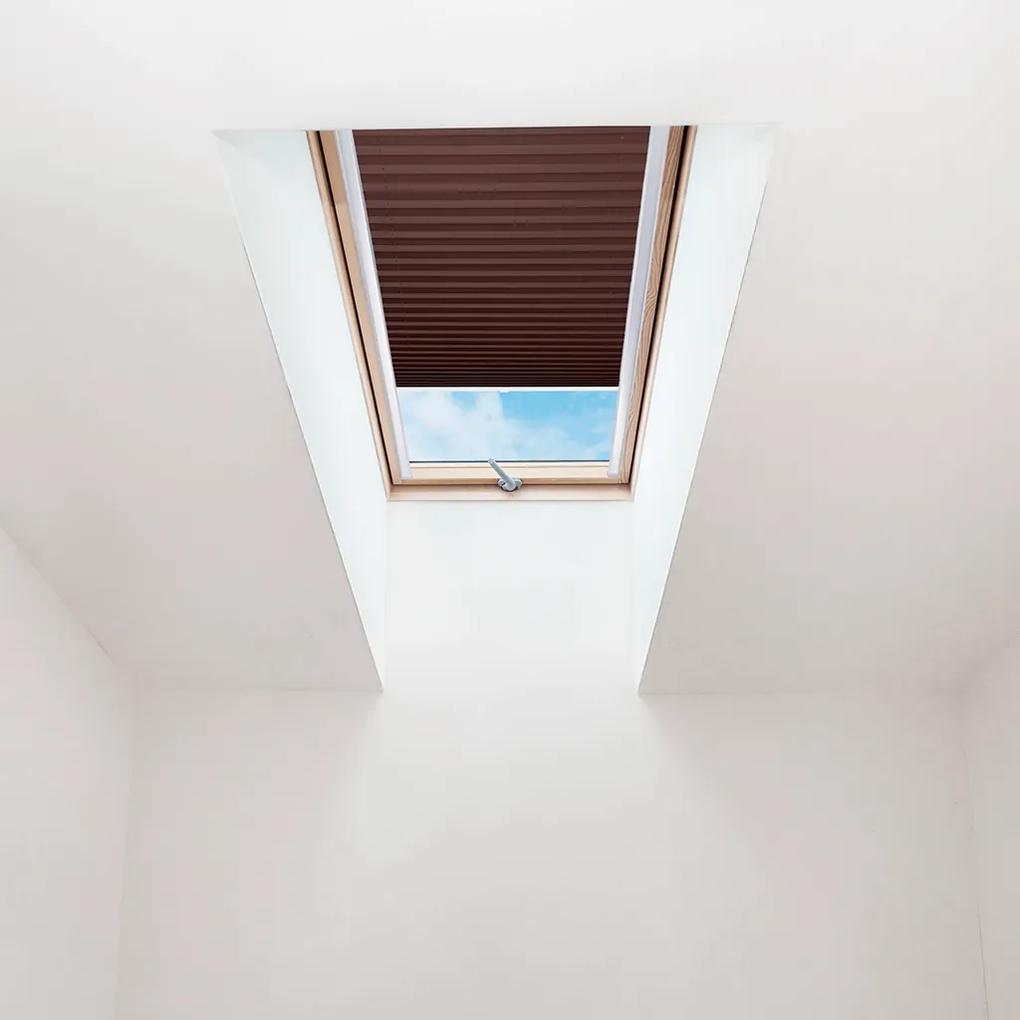 Roleta Plisé na střešní okna, Průsvitná, Čokoládová, P 007 , 30 x 70 cm