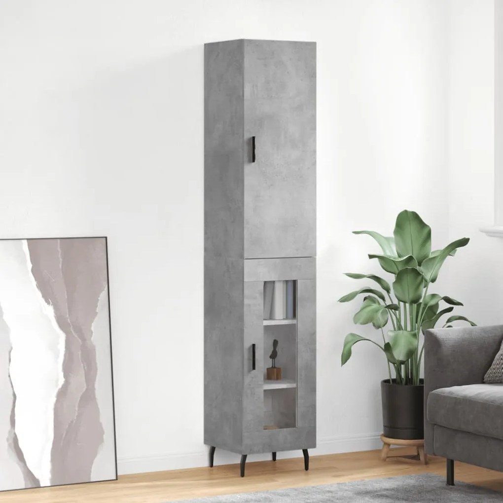 Skříň highboard betonově šedá 34,5x34x180 cm kompozitní dřevo