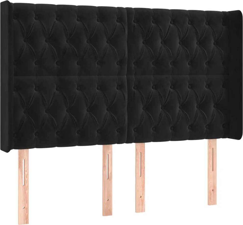 Box spring postel s matrací a LED černá 140x190 cm samet 3139741