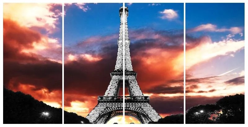 Obraz černobílé Eiffelovy věže  (160x80 cm), 40 dalších rozměrů