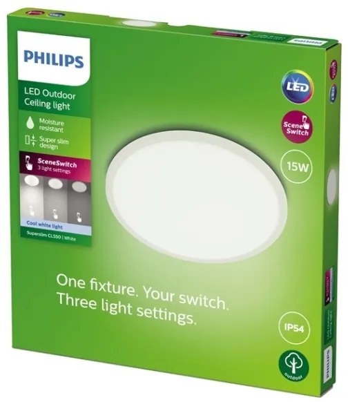 Philips - LED Stmívatelné venkovní svítidlo SUPERSLIM LED/15W/230V IP54 bílá