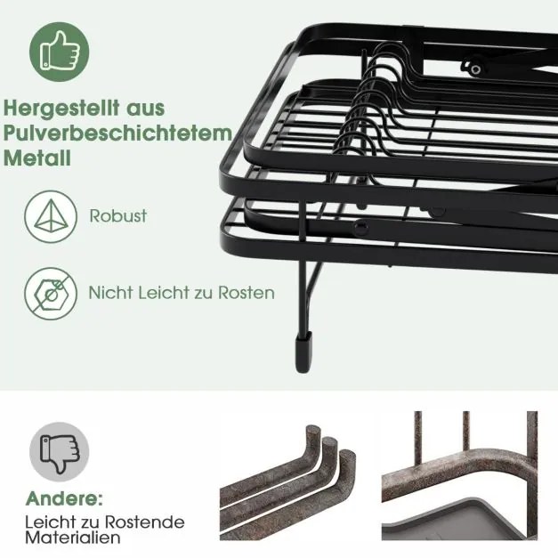 Costway Odkapávač na nádobí dvoupatrový, černý KC55230DK