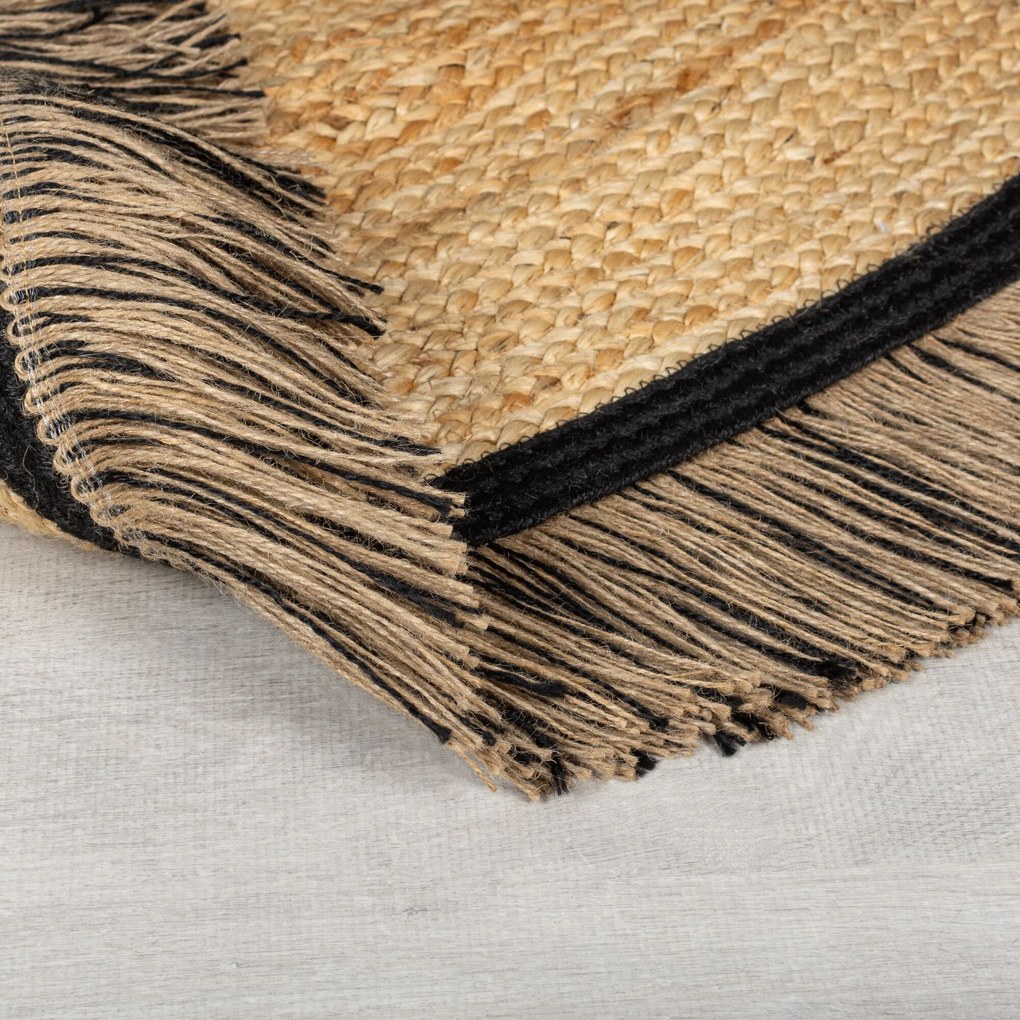 Flair Rugs, Kusový koberec Kahana Black kruh, 180x180 (průměr) kruh, béžová, chodba / předsíň