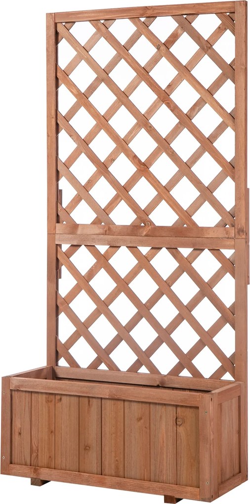 Outsunny Zahradní Vyvýšený Květinový Záhon s Trellis, Dřevěná Kvetinová Bednička, 72,5x31,5x149,5cm pro Zahradu, Balkon, Terasu, Ideální pro Popínavé