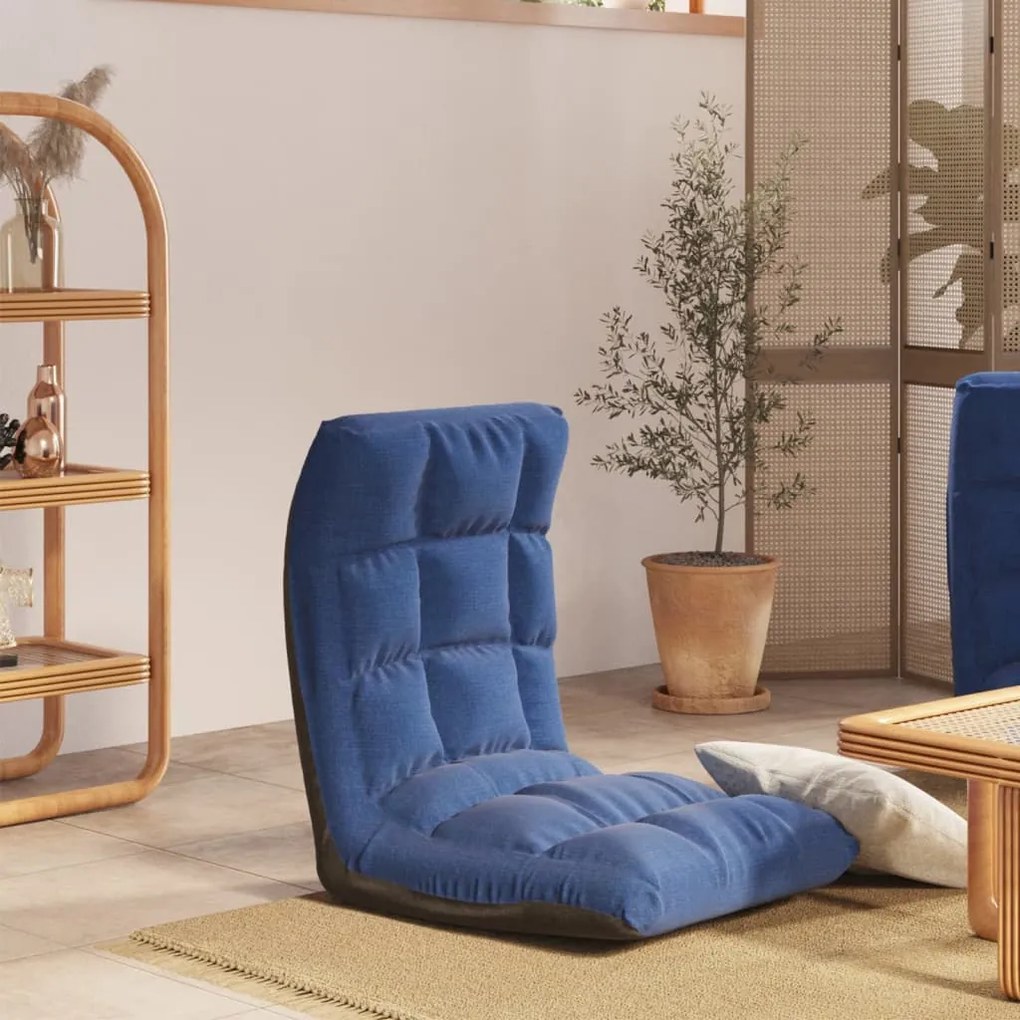 Skládací lenoška na podlahu modrá textil 336588