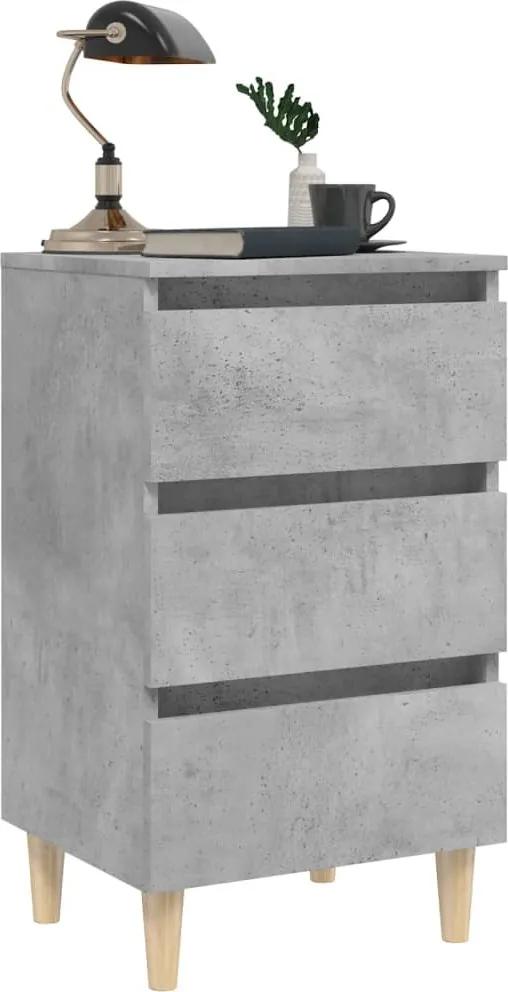 vidaXL Noční stolek s masivními dřevěnými nohami 40 x 35 x 69 cm [805895] Barva: Betonová šedá