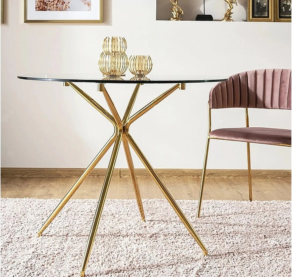 Jídelní stůl Azalia 80 cm čirý/zlatý
