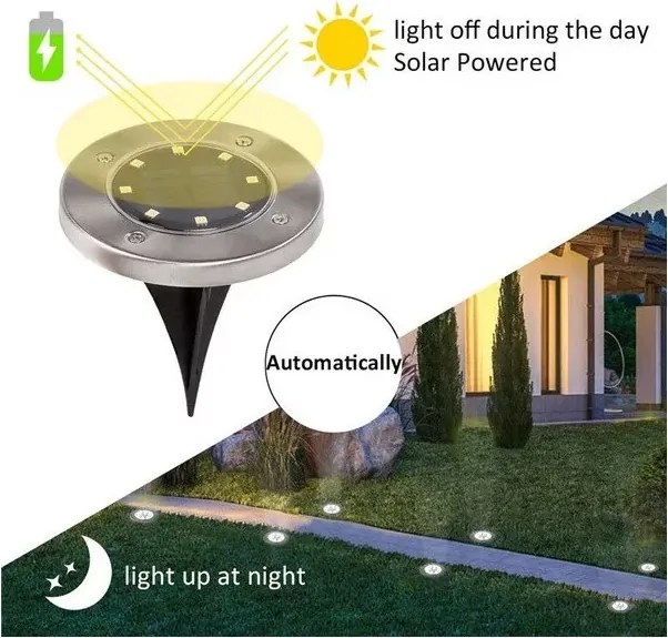 Zaparkorun Solární zahradní LED světla - 8 LED - studená bílá - 8 ks