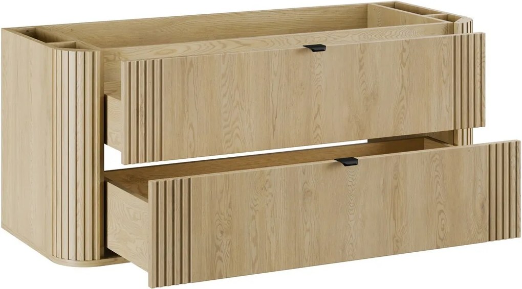 Koupelnová sestava Ovalia Pure se zápustným umyvadlem a skříňkami 120 cm dub cremona