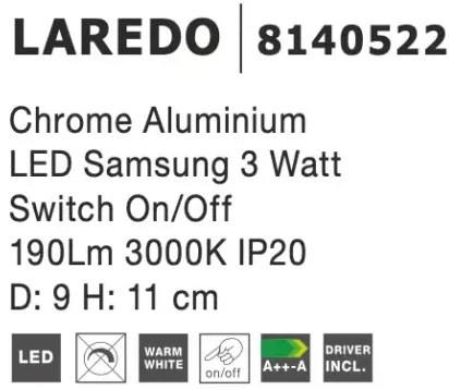 Moderní nástěnné svítidlo Laredo chrom