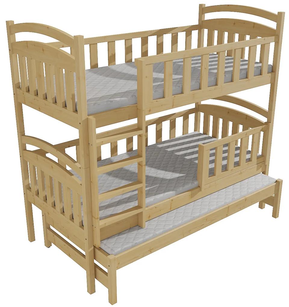 Vomaks Patrová postel s výsuvnou přistýlkou PPV 014 se zábranou Rozměr: 80 x 180 cm, Barva: barva modrá, Prostor mezi lůžky: 80 cm
