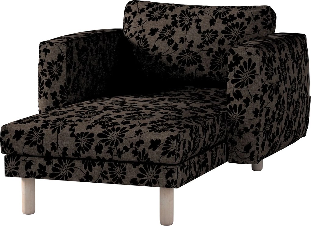 Potah na IKEA Norsborg šezlong s loketními opěrkami barva hnědá látka pletený vzor, vzorované