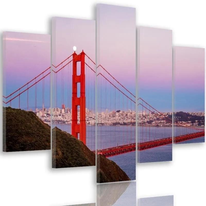 Obraz na plátně pětidílný Most Golden Gate - 200x100 cm
