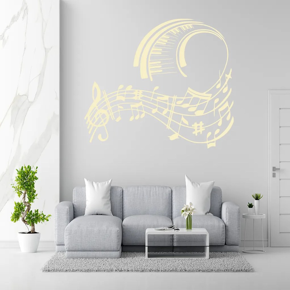 Živá Zeď Samolepka na zeď Skladba pro klavír Barva: béžová, Velikost: 80 x 69 cm