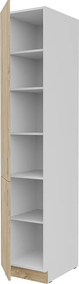 SARA | vysoká skříňka 40 DK-210 2F policová | 40 cm | bílá/dub sonoma