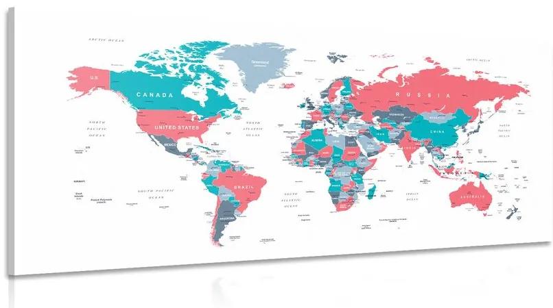 Obraz mapa světa s pastelovým nádechem Varianta: 100x50