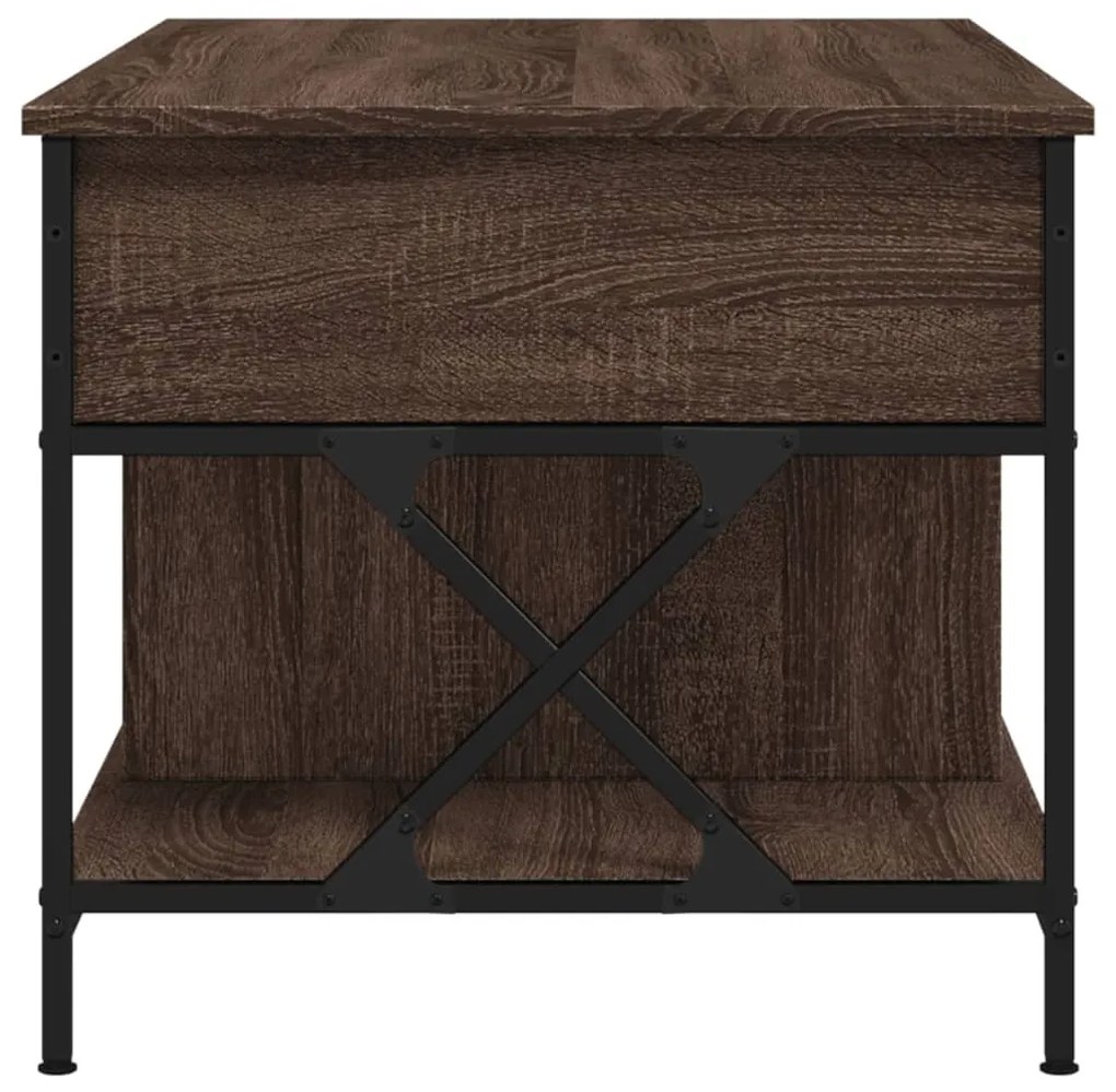 Konferenční stolek hnědý dub 100 x 55 x 50 cm kompozit a kov - Default Title
