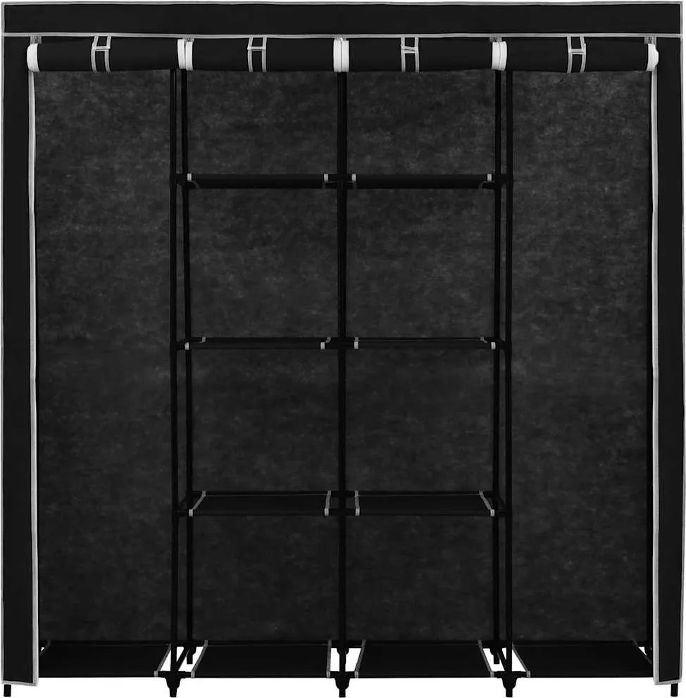 282445 Wardrobe with 4 Compartments Black 175x45x170 cm 282445