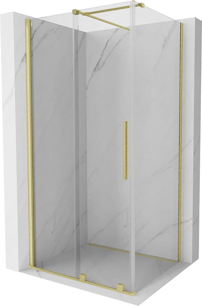 Mexen Velar, sprchový kout s posuvnými dveřmi 90(dveře) x 120(stěna) cm, 8mm čiré sklo, zlatá matná, 871-090-120-01-55