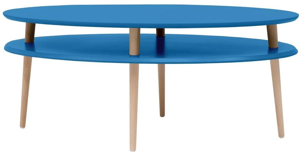 Ragaba Oválný konferenční stolek Otorten High, 110x70x45 cm, nebeská modř/přírodní